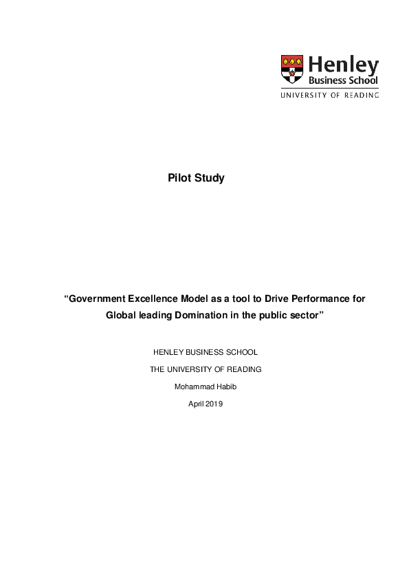 (PDF) Pilot Study Report Mohammad Habib Government Excellence