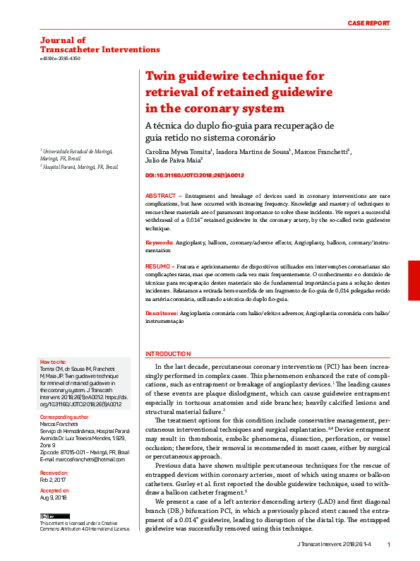 (PDF) Twin guidewire technique for retrieval of retained guidewire in ...