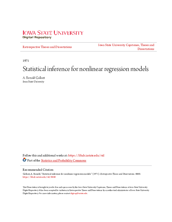(PDF) Statistical inference for nonlinear regression models