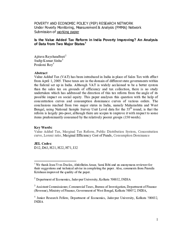 (PDF) POVERTY AND ECONOMIC POLICY (PEP) RESEARCH NETWORK Under Poverty ...