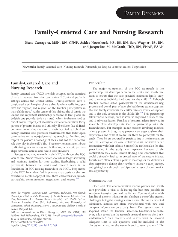 (PDF) Family-Centered Care and Nursing Research