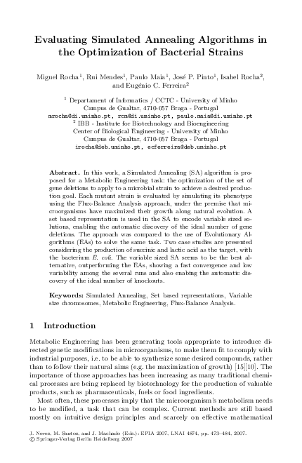 (PDF) Evaluating simulated annealing algorithms in the optimization of ...