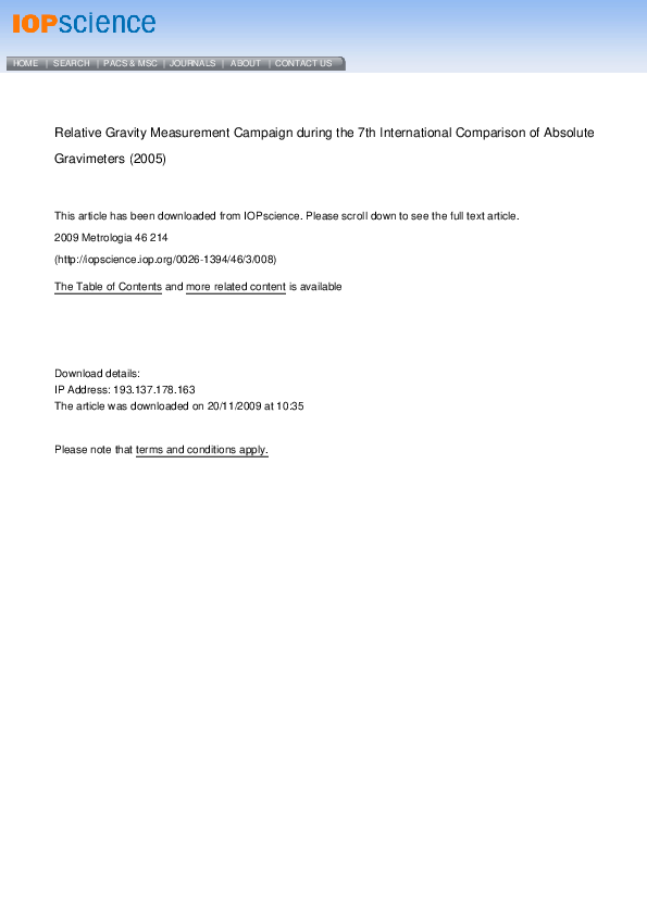 (PDF) Relative gravity measurement campaign during the 7th ...