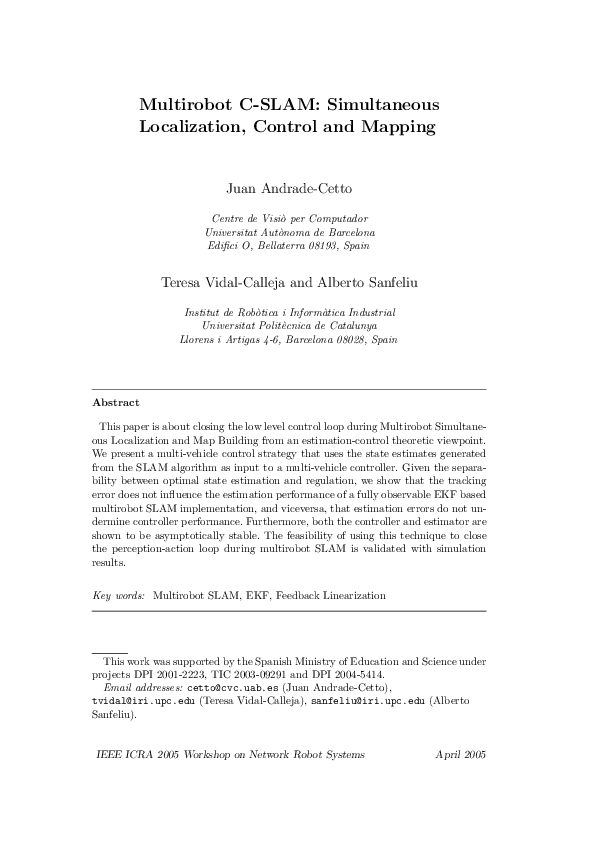 (PDF) Multirobot C-SLAM: Simultaneous localization, control, and mapping