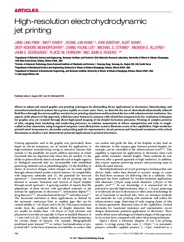 (PDF) High-resolution electrohydrodynamic jet printing