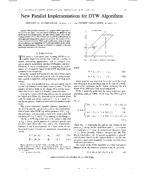 (PDF) New parallel implementations for DTW algorithms