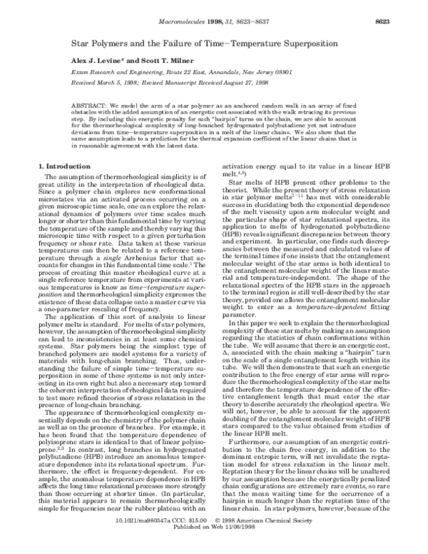 (PDF) Star Polymers and the Failure of Time− Temperature Superposition