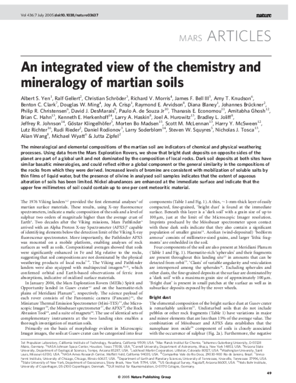 (PDF) An integrated view of the chemistry and mineralogy of martian soils