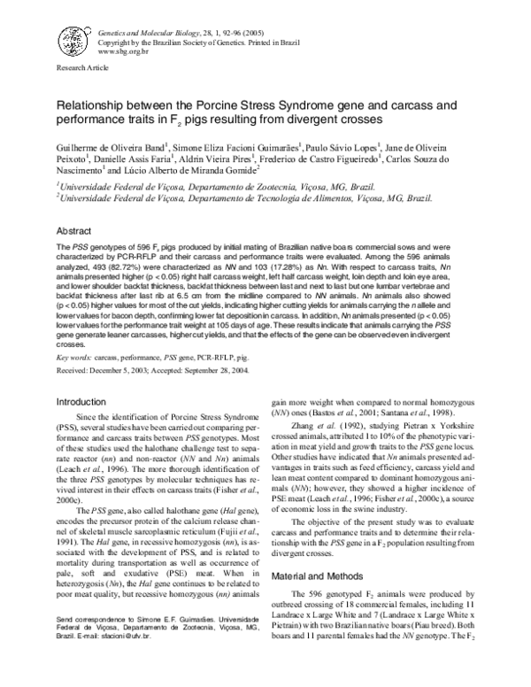 (PDF) Relationship between the Porcine Stress Syndrome gene and pork ...