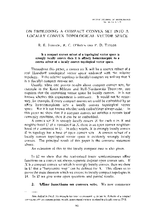 (PDF) On embedding a compact convex set into a locally convex ...