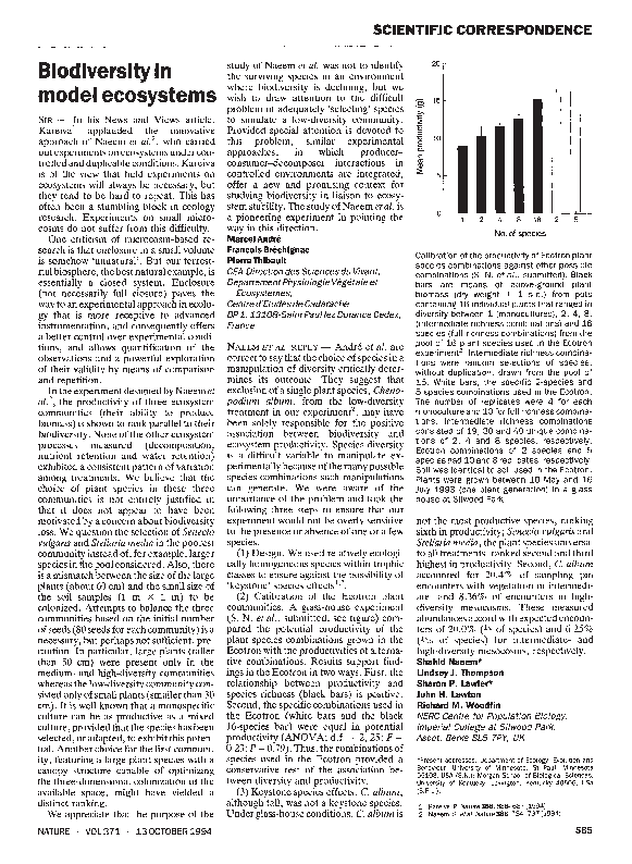(PDF) Biodiversity in model ecosystems