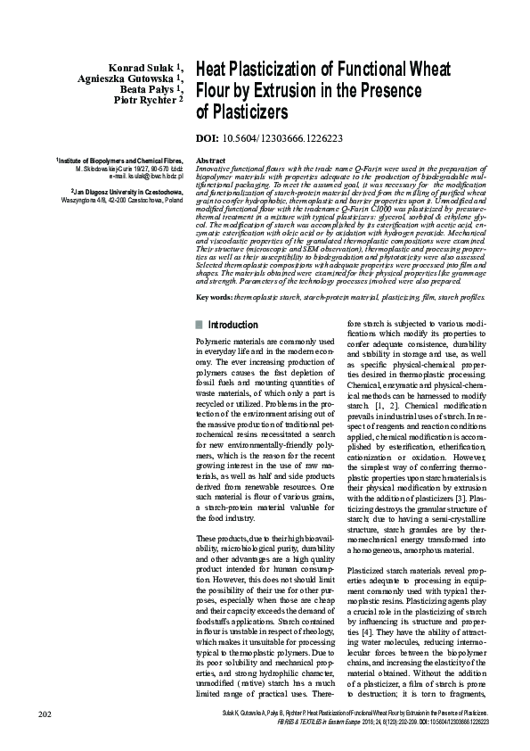 (PDF) Extrusion of Functional Wheat Flour for Biodegradable Packaging
