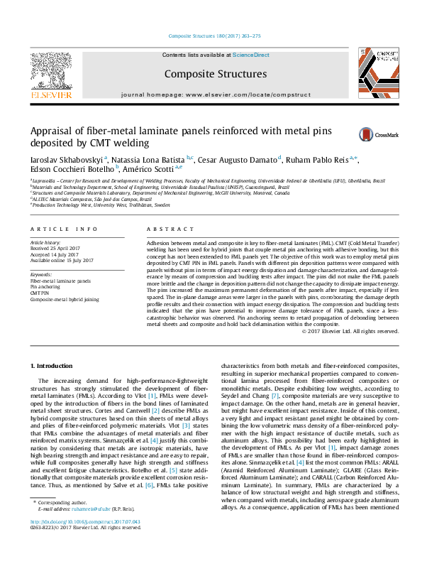 (PDF) Appraisal of fiber-metal laminate panels reinforced with metal ...