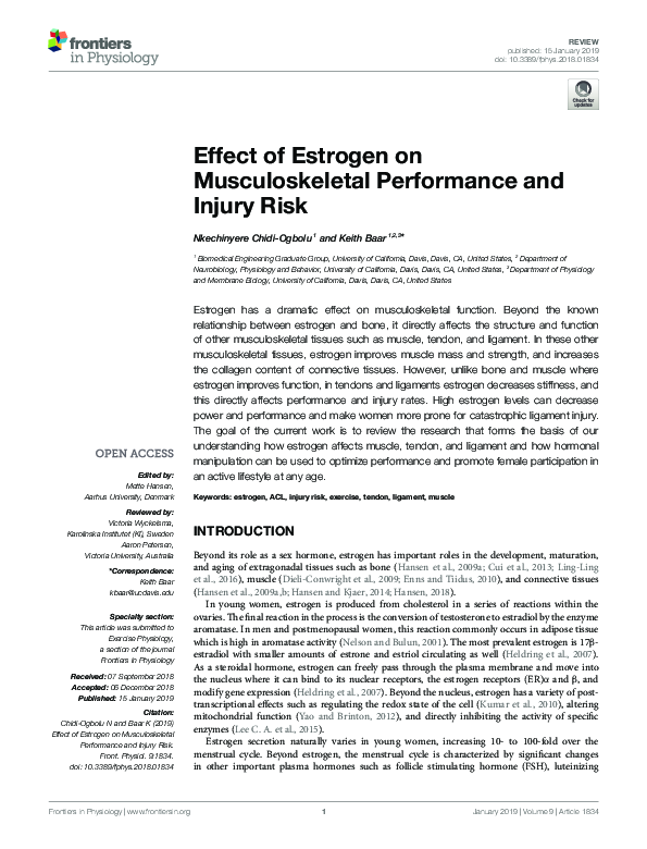 (PDF) Effect of Estrogen on Musculoskeletal Performance and Injury Risk