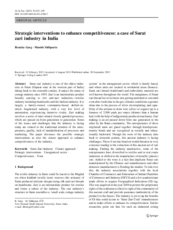 (PDF) Strategic interventions to enhance competitiveness: a case of ...