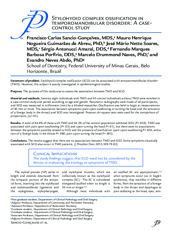 (PDF) Stylohyoid complex ossification in temporomandibular disorder: A ...