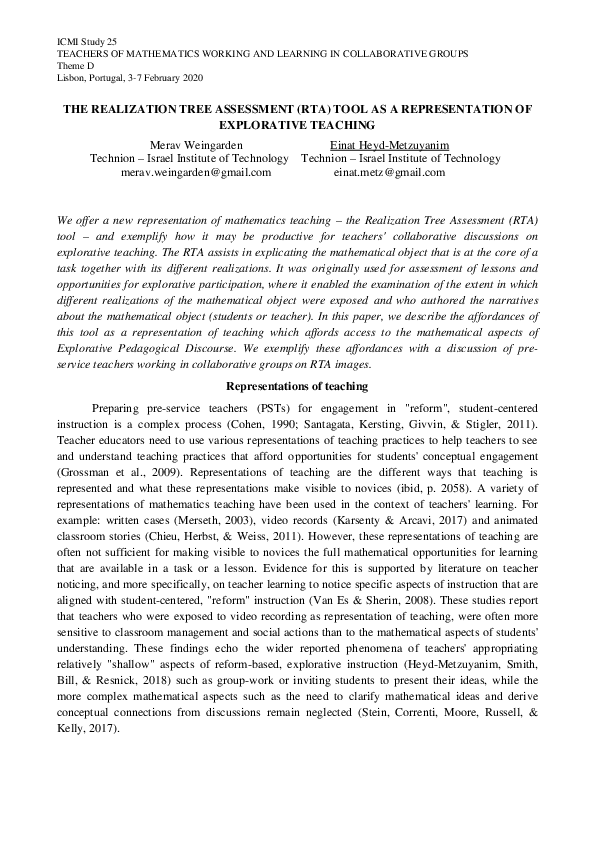 (PDF) The Realization Tree Assessment (RTA) tool as a representation of ...