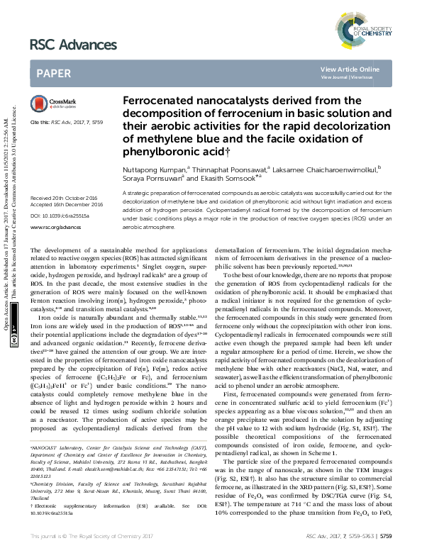 (PDF) Ferrocenated nanocatalysts derived from the decomposition of ...