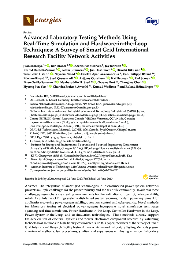 Pdf Advanced Laboratory Testing Methods Using Real Time Simulation And Hardware In The Loop