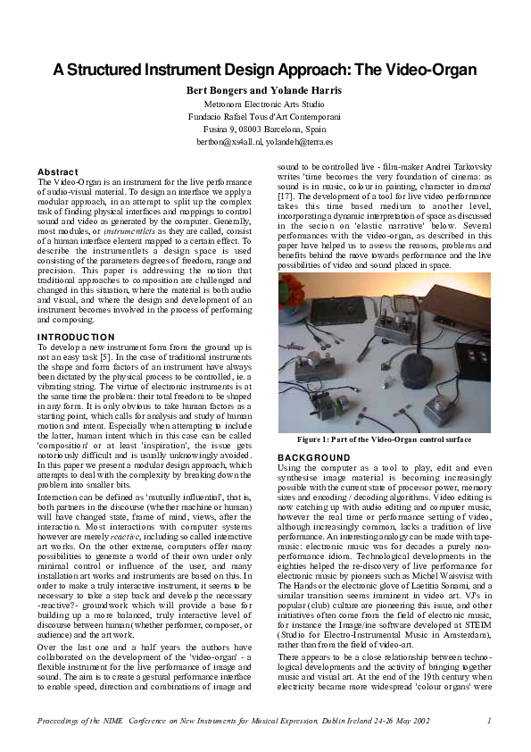 (PDF) A structured instrument design approach: the video-organ