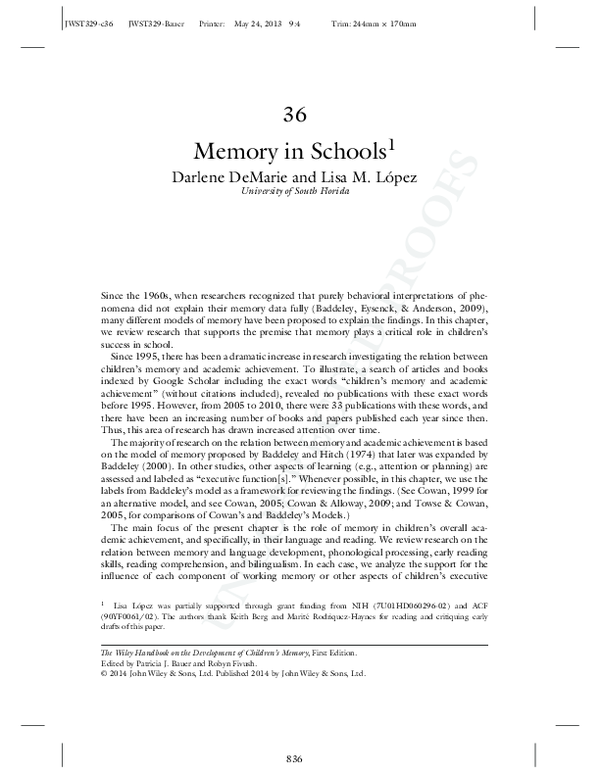 (PDF) Memory in Schools