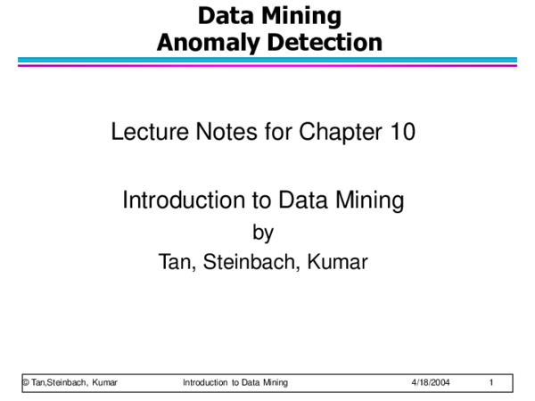 Pdf Data Mining Anomaly Detection Lecture Notes For Chapter 10 Introduction To Data Mining By 7158