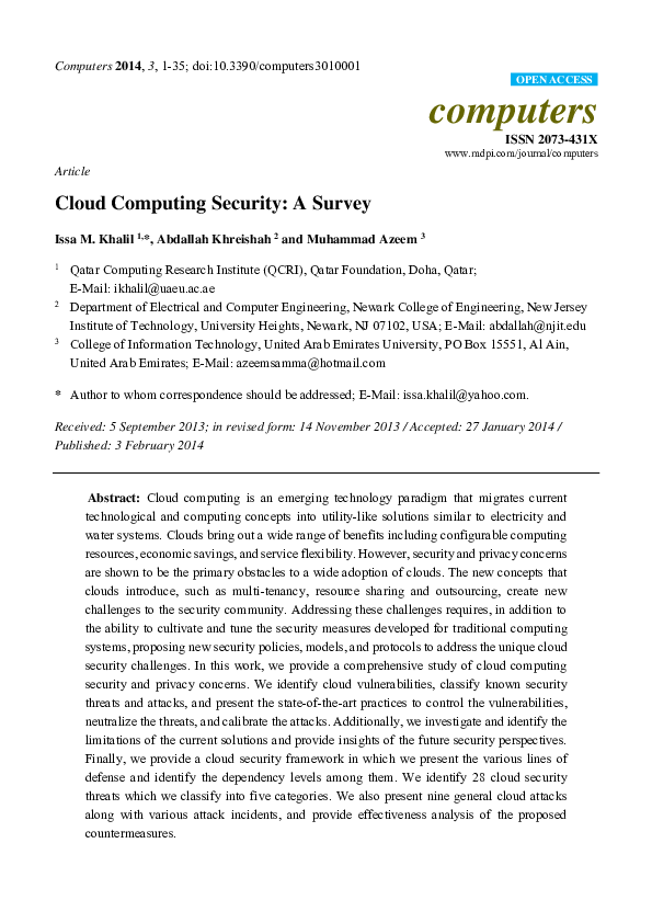 (PDF) Cloud Computing Security: A Survey