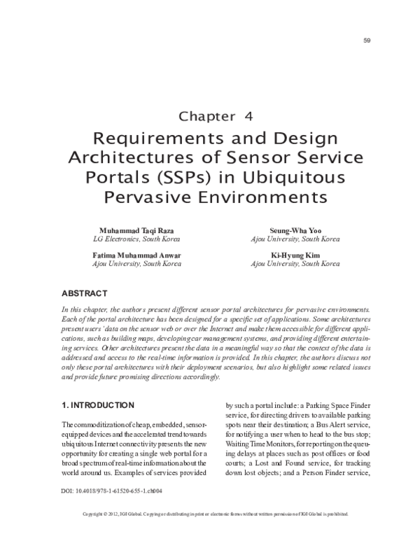 (PDF) Requirements and Design Architectures of Sensor Service Portals (SSPs) in Ubiquitous ...