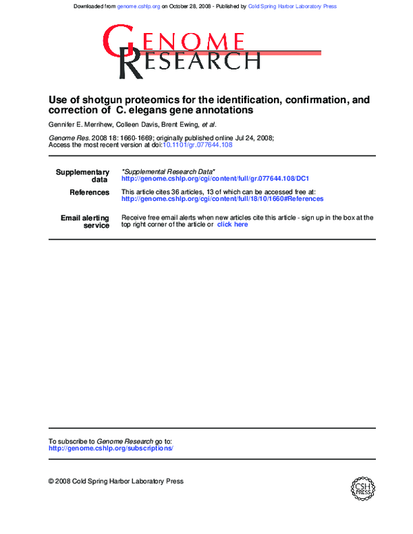 (PDF) Use of shotgun proteomics for the identification, confirmation ...