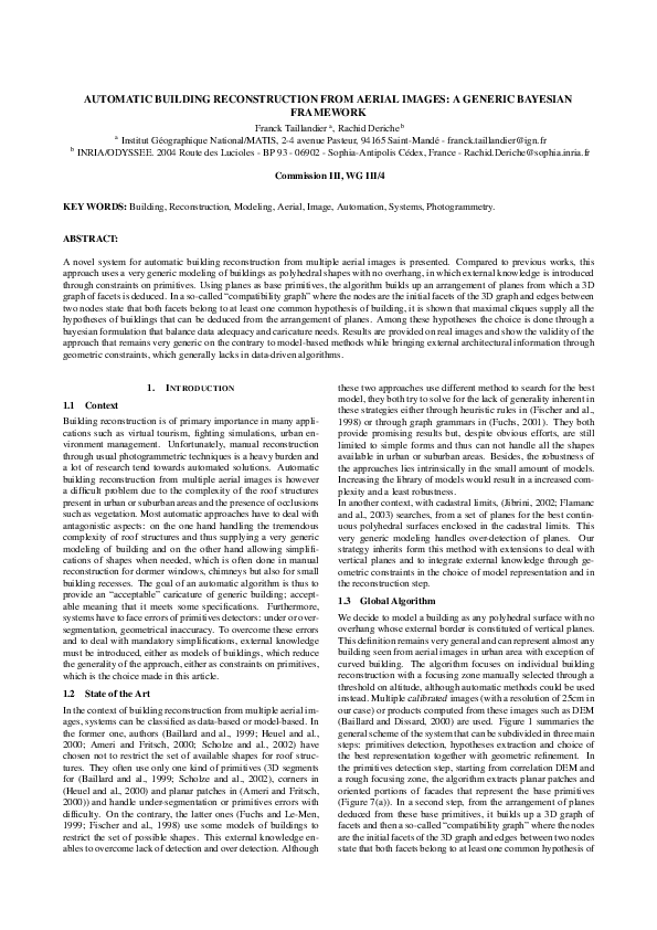 Pdf Automatic Building Reconstruction From Aerial Images A Generic