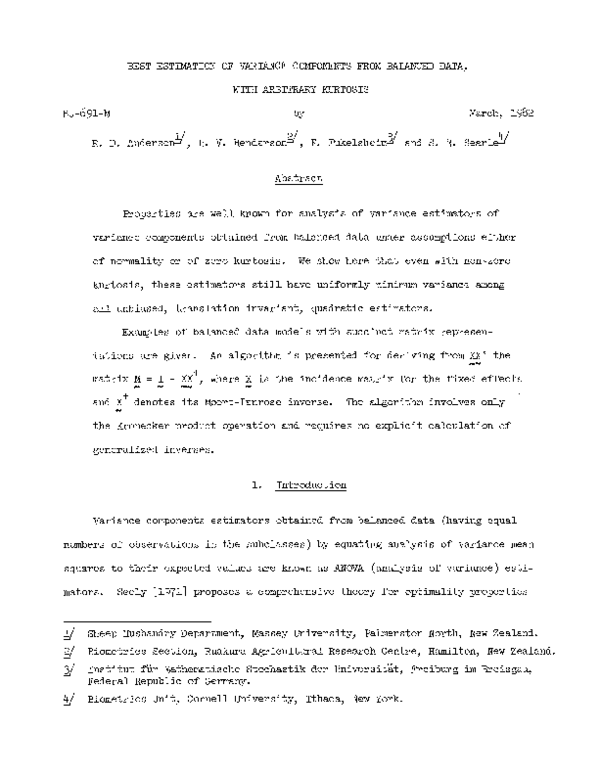 (PDF) Estimating Variance Components with Non-Zero Kurtosis