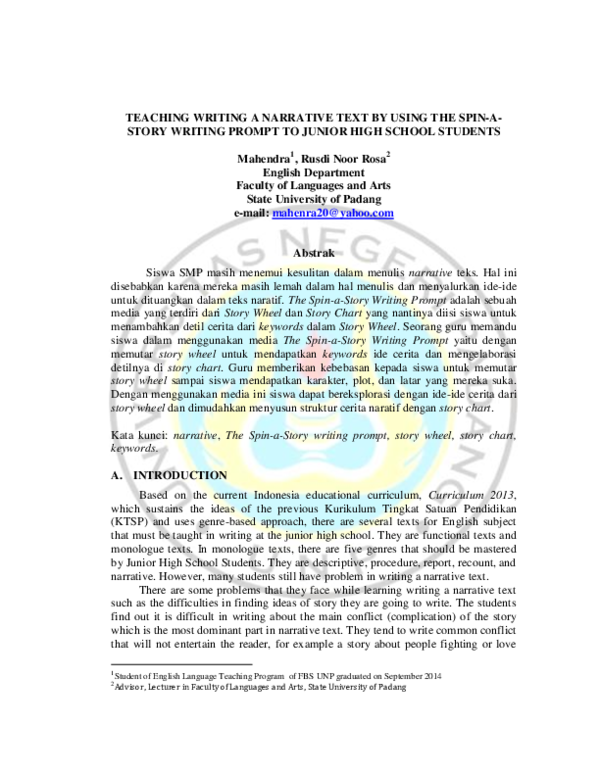 (PDF) Teaching Writing a Narrative Text by Using the Spin-A-Story ...