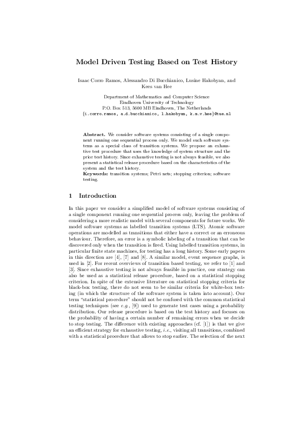 (PDF) Model driven testing based on test history | Lusine Hakobyan ...