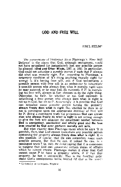 (PDF) God and free will