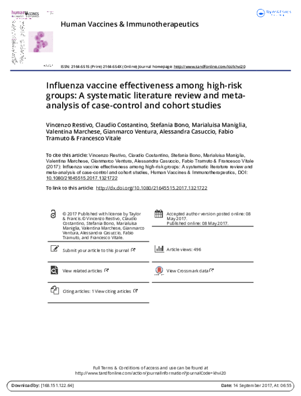 (PDF) Influenza vaccine effectiveness among high-risk groups: A ...