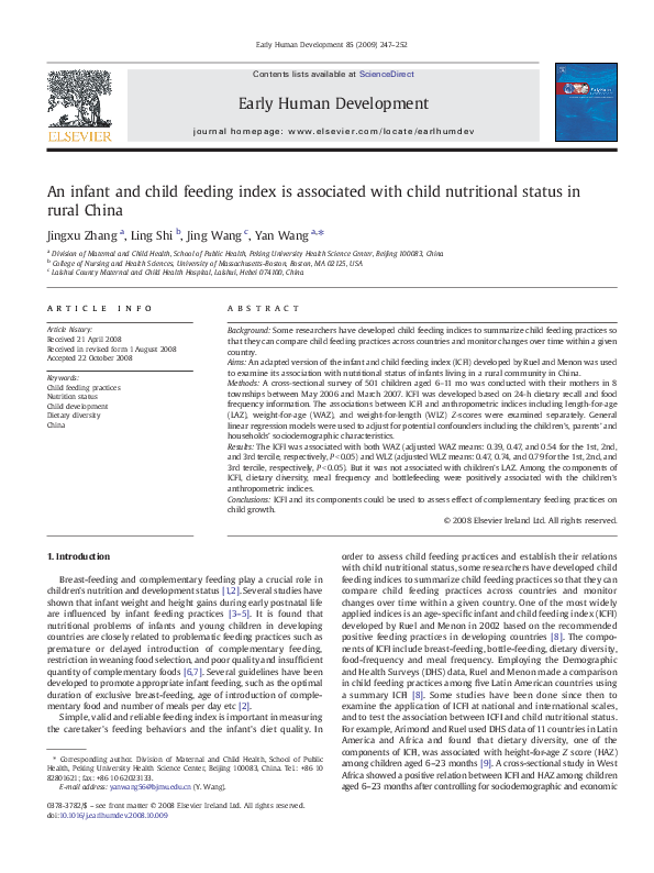 (PDF) An infant and child feeding index is associated with child ...