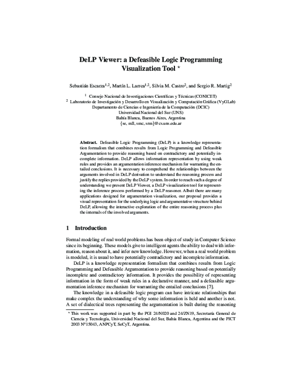 Pdf Delp Viewer A Defeasible Logic Programming Visualization Tool Martin Larrea