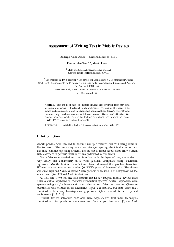 (PDF) Assessment of writing text in mobile devices