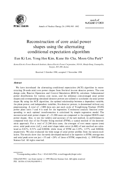Pdf Reconstruction Of Core Axial Power Shapes Using The Alternating Conditional Expectation