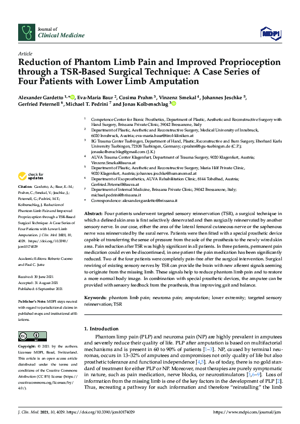 (PDF) Reduction of Phantom Limb Pain and Improved Proprioception through a TSR-Based Surgical ...