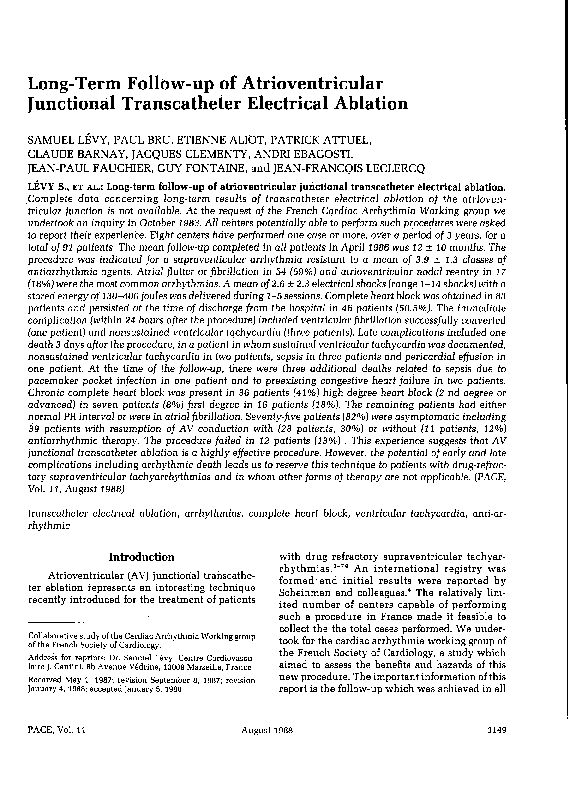 (PDF) Long-Term Follow-Up of Atrioventricular Junctional Transcatheter ...