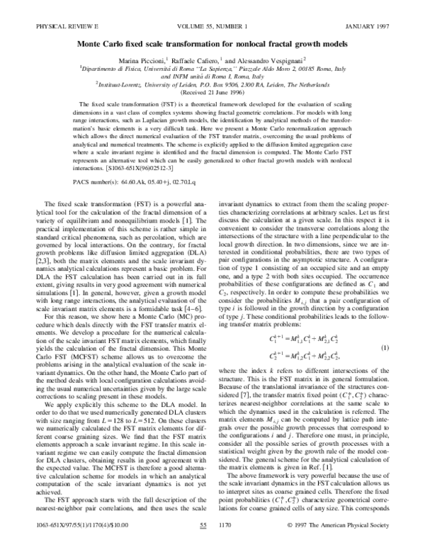 (PDF) Monte Carlo fixed scale transformation for nonlocal fractal growth models | Raffaele ...