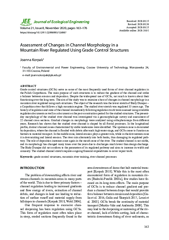 (PDF) Assessment of Changes in Channel Morphology in a Mountain River ...