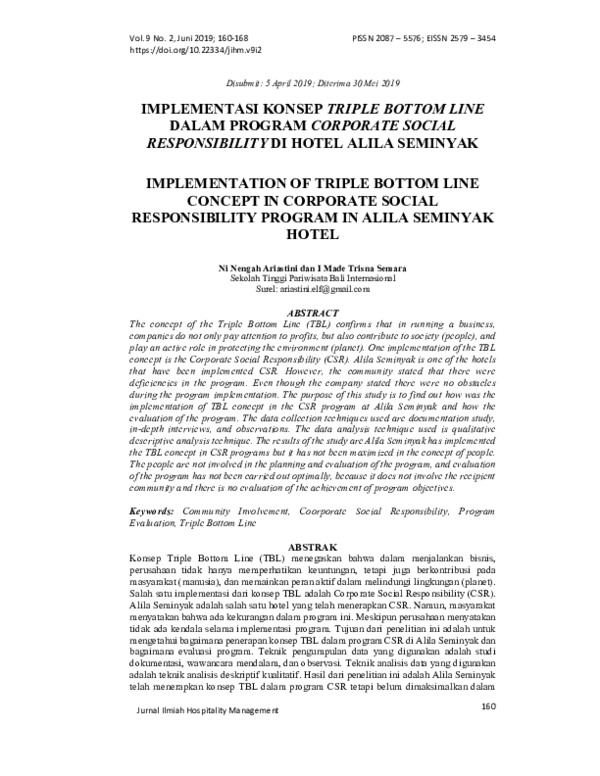 (PDF) Implementasi Konsep Triple Bottom Line Dalam Program Corporate ...