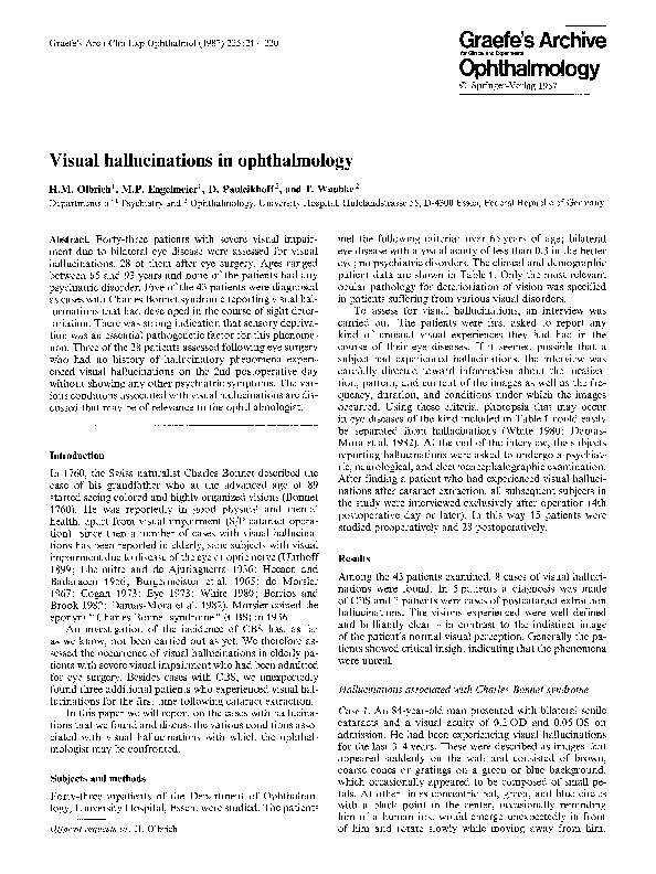 (PDF) Visual hallucinations in ophthalmology