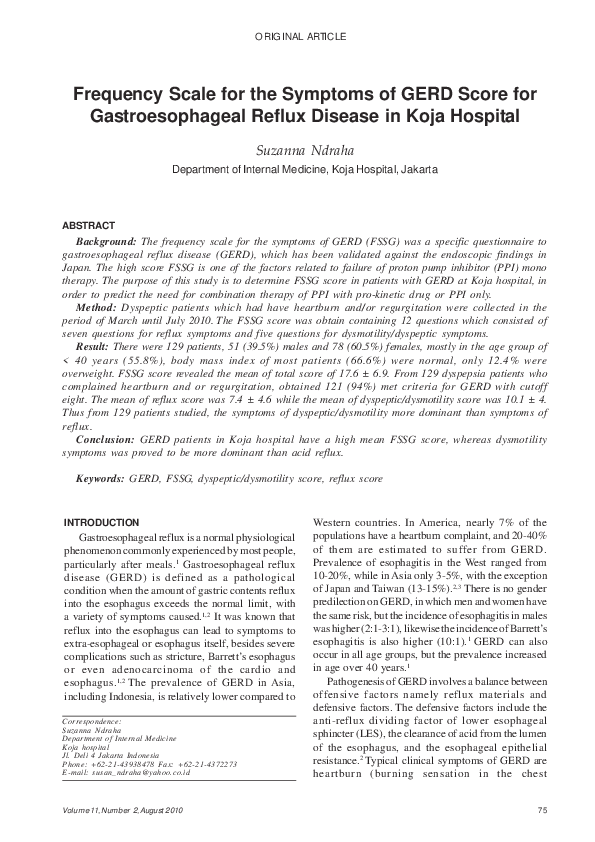 (PDF) Frequency Scale for the Symptoms of GERD Score for ...