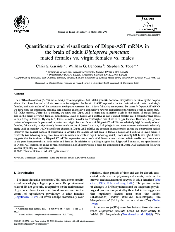 (PDF) Quantification and visualization of Dippu-AST mRNA in the brain ...