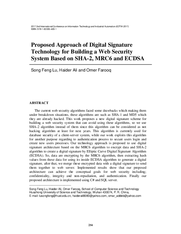 (PDF) Proposed Approach of Digital Signature Technology for Building a ...