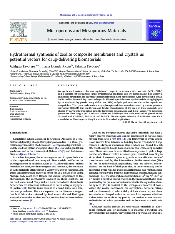 (PDF) Hydrothermal synthesis of zeolite composite membranes and ...