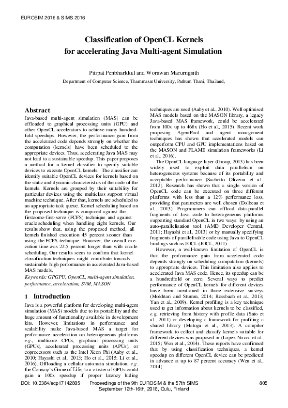 (PDF) Classification of OpenCL Kernels for accelerating Java Multi-agent Simulation